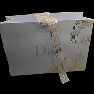 Dior | Party Supplies | Dior Paper Gift Bag White Gold Pink Logo Ribbon ...